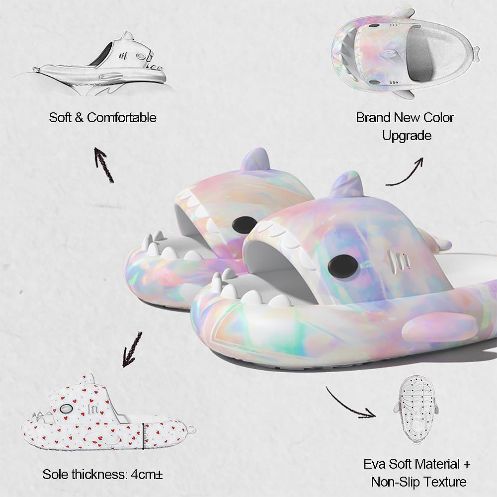 Colorful Shark Slippers(Adults) | ZAKAPOP Shark Slides | Shark Slippers ...
