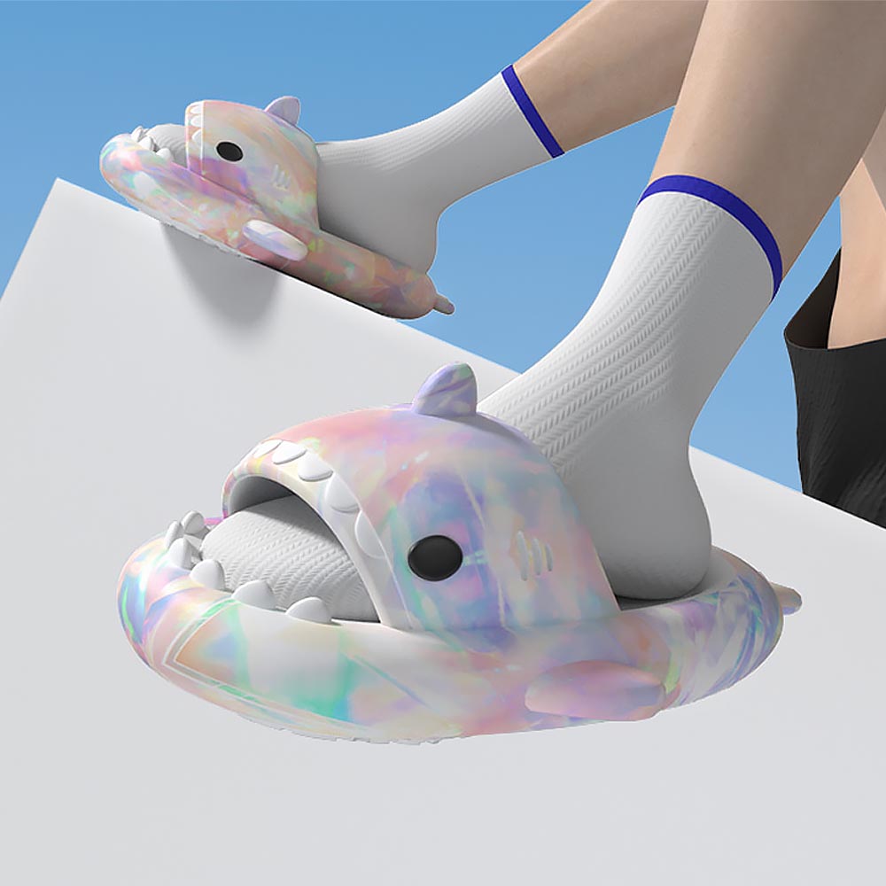 Colorful Shark Slippers(Adults) | ZAKAPOP Shark Slides | Shark Slippers ...