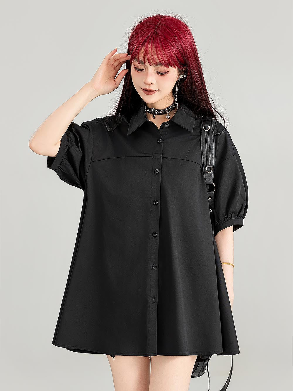 Sheer Black Short-Sleeve Shirt with Intricate Butterfly Embroidery ...
